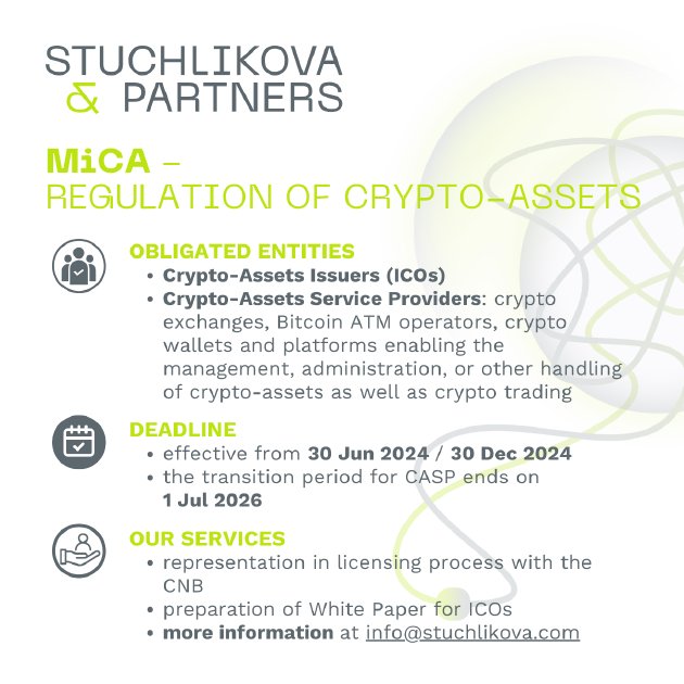 MiCA - Cryptocurrency Regulation - is Already in Effect! - Stuchlíková & Partners