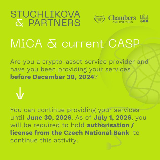 MiCA and Current Crypto-Asset Service Providers - Stuchlíková & Partners